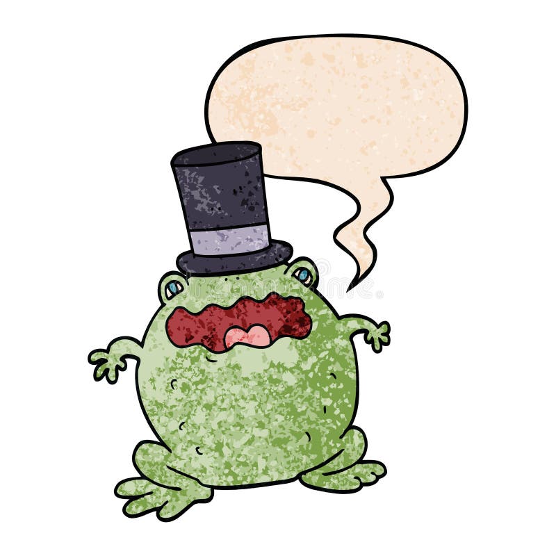 A Creative Cartoon Toad Wearing Top Hat and Speech Bubble in Retro ...
