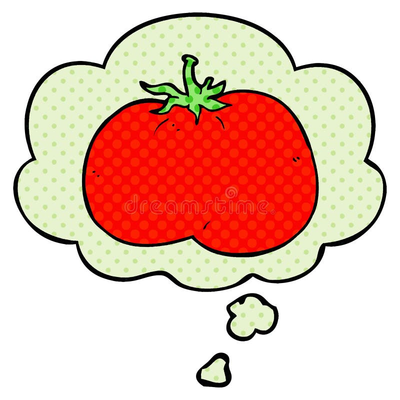 A Creative Cartoon Tomato and Thought Bubble in Comic Book Style Stock ...