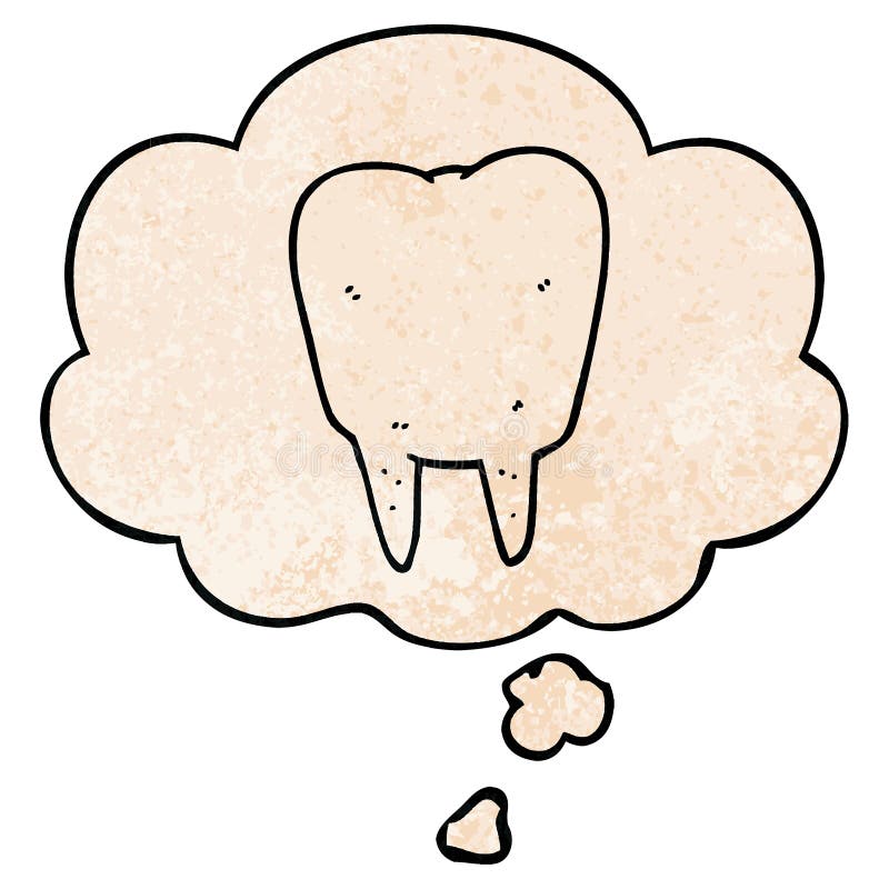 A Creative Cartoon Tooth and Thought Bubble in Grunge Texture Pattern ...