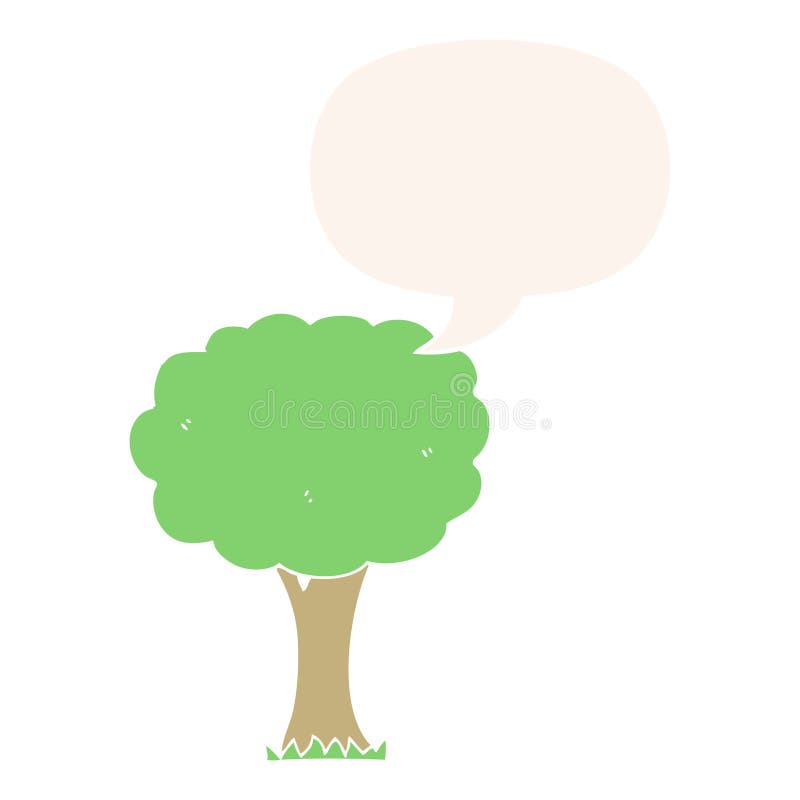 A Creative Cartoon Tree and Speech Bubble in Retro Style Stock Vector ...