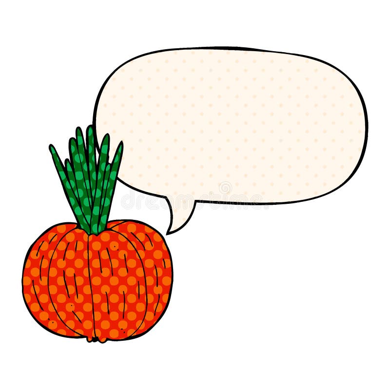 A Creative Cartoon Vegetable and Speech Bubble in Comic Book Style ...