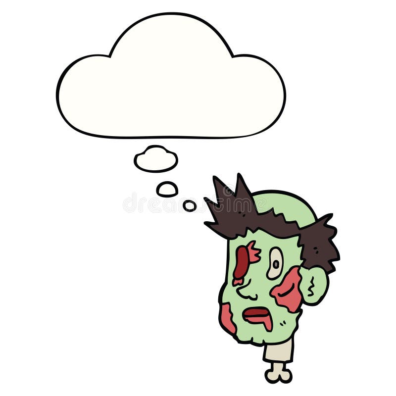 A Creative Cartoon Zombie Head and Thought Bubble Stock Vector ...