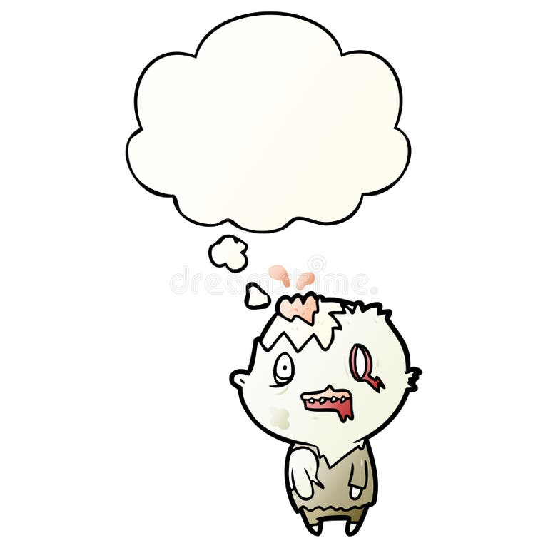 A Creative Cartoon Zombie and Thought Bubble in Smooth Gradient Style ...