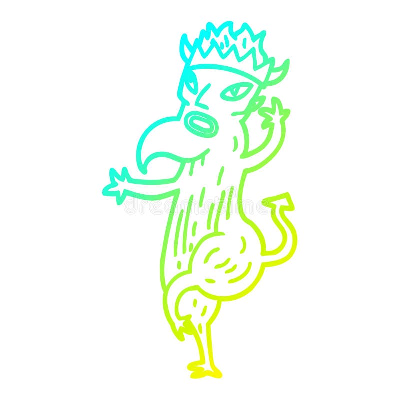 Devil Halloween Satan Cartoon Cold Line Gradient Spectrum Doodle ...