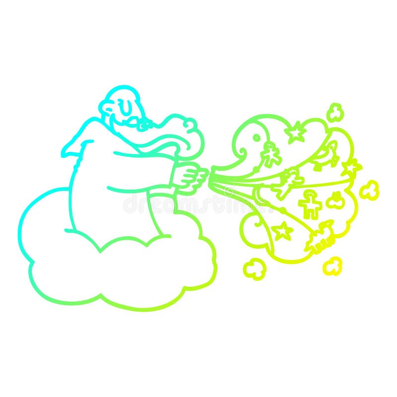 God Cloud Religion Creation Creating Cartoon Cold Line Gradient ...
