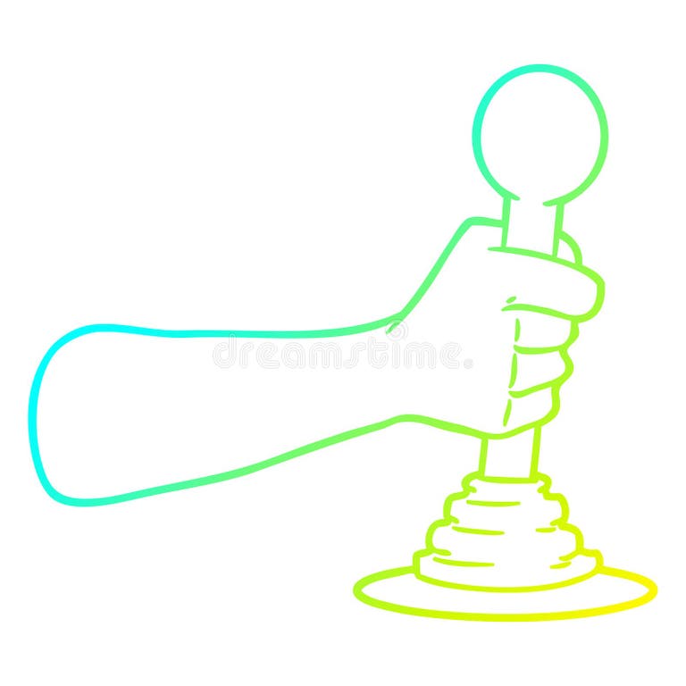 A Creative Cold Gradient Line Drawing Cartoon Hand Pulling Lever Stock ...