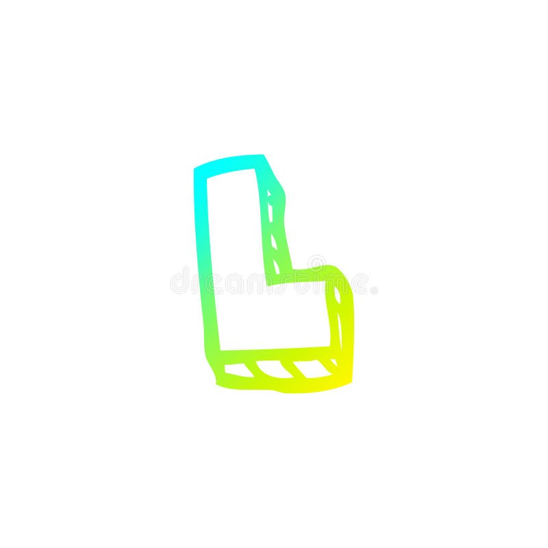 Letter Alphabet L Cartoon Cold Line Gradient Spectrum Doodle Drawing ...