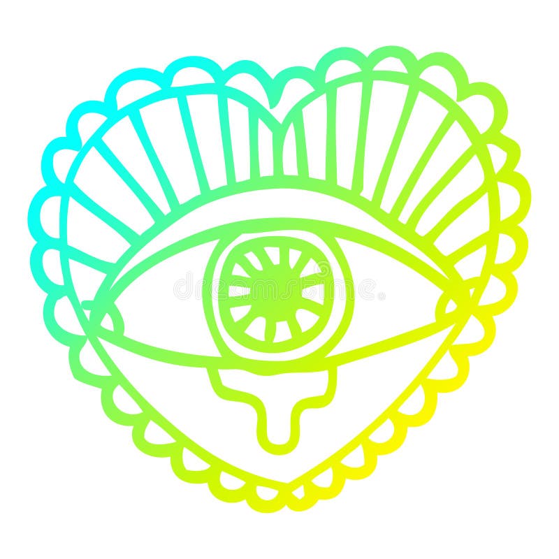 A Creative Cold Gradient Line Drawing Cartoon Love Heart Eye Tattoo ...