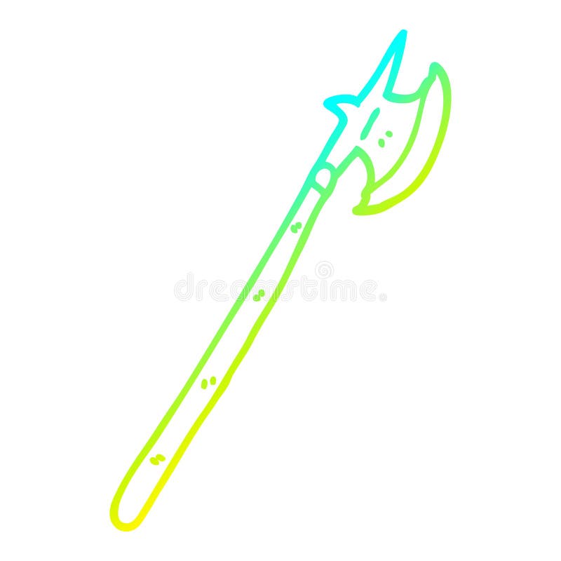 A Creative Cold Gradient Line Drawing Cartoon Medieval Halberd Stock ...
