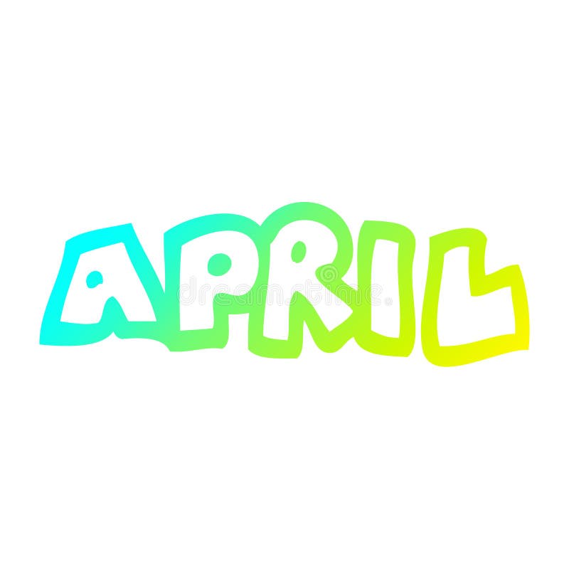 A Creative Cold Gradient Line Drawing Cartoon Month Of April Stock ...