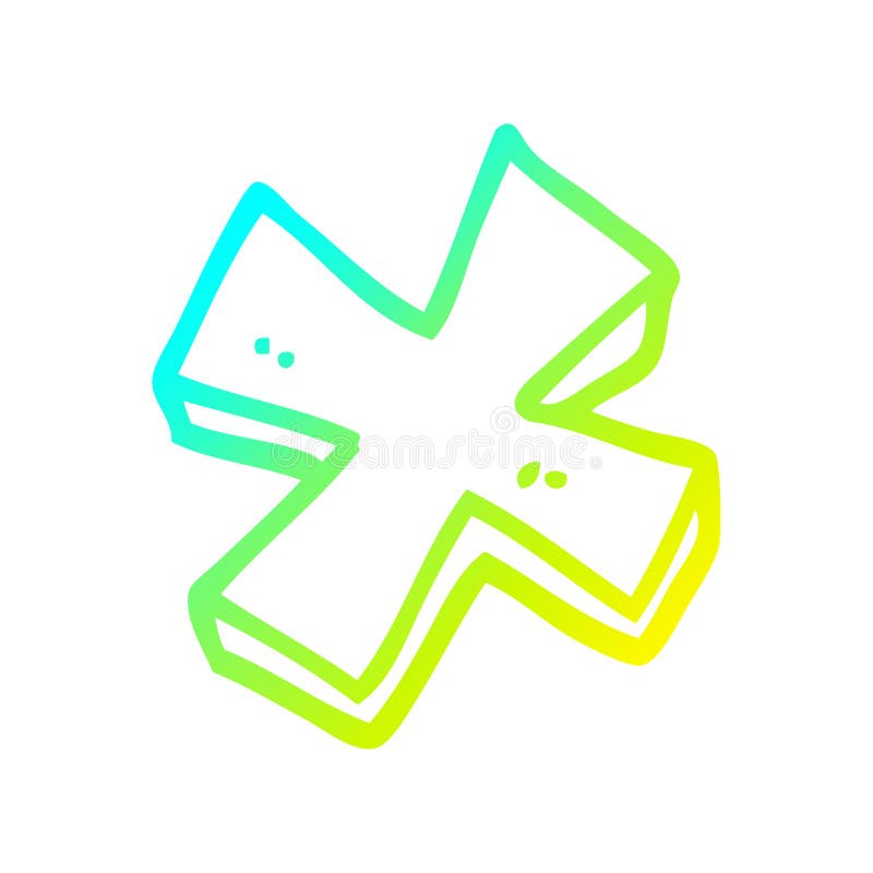 A Creative Cold Gradient Line Drawing Cartoon Multiplication Symbol ...