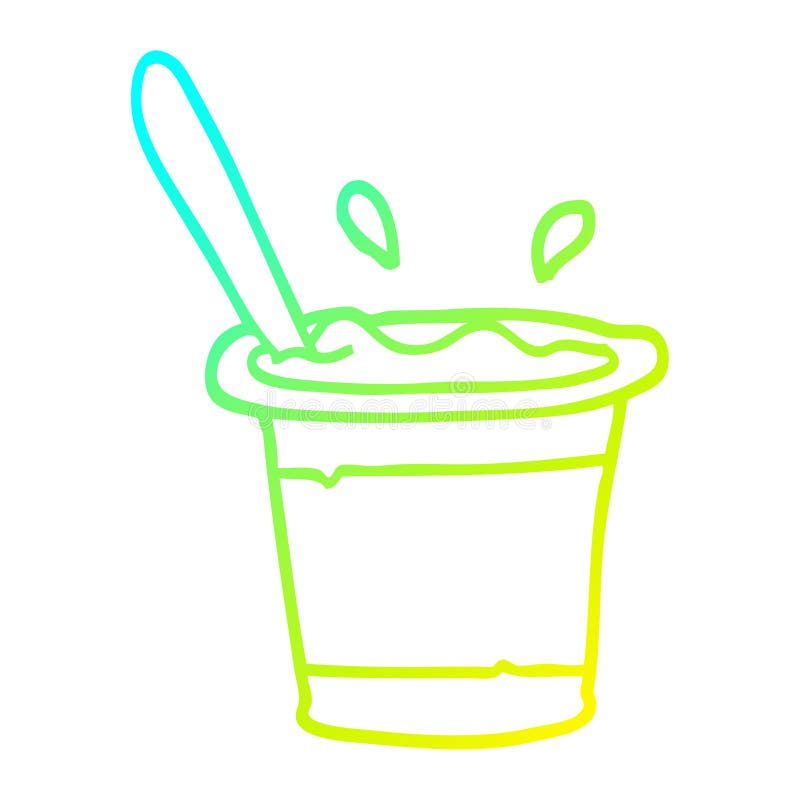 Yogurt Yoghurt Food Dairy Cartoon Cold Line Gradient Spectrum Character ...