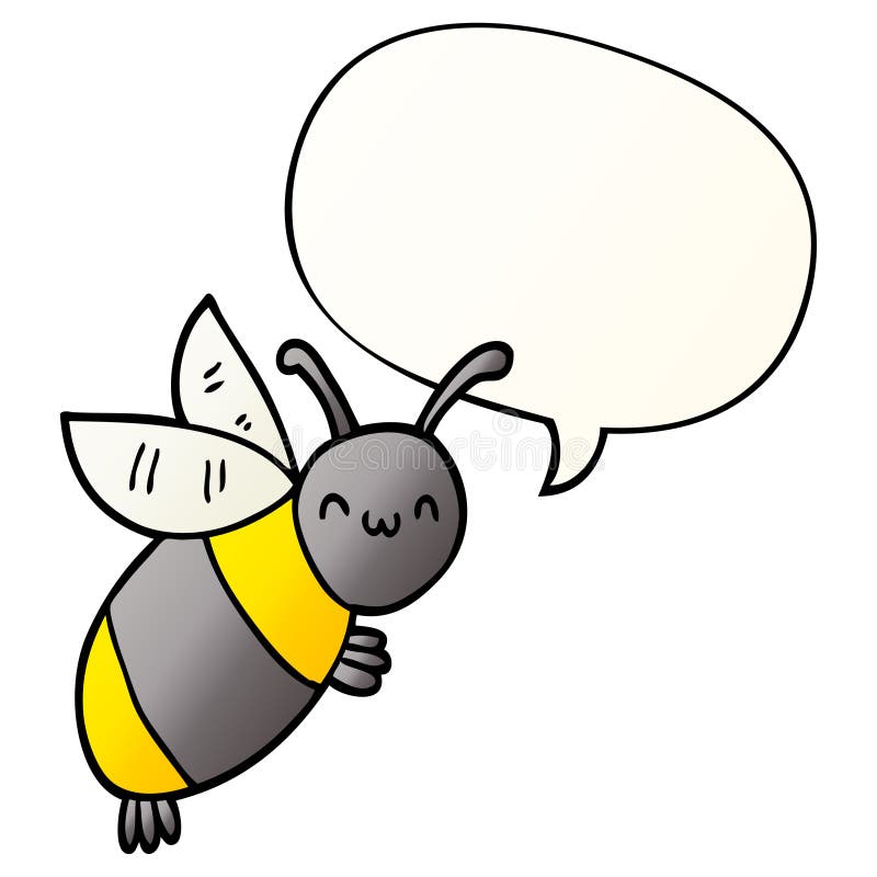 A Creative Cute Cartoon Bee and Speech Bubble in Smooth Gradient Style ...