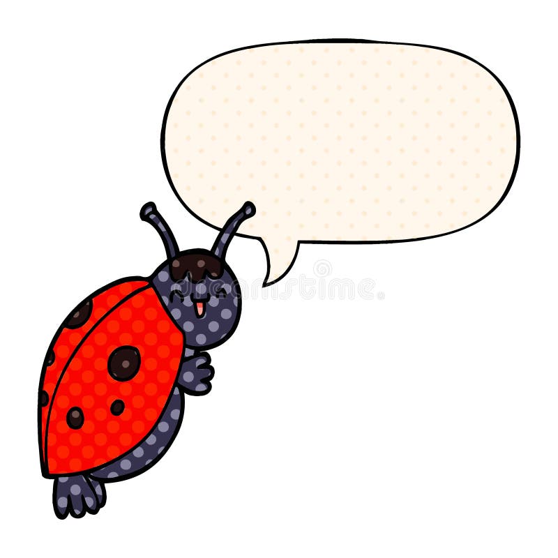 A Creative Cute Cartoon Ladybug and Speech Bubble in Comic Book Style ...