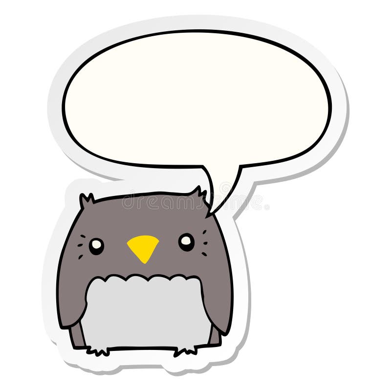 A Creative Cute Cartoon Owl and Speech Bubble Sticker Stock Vector ...