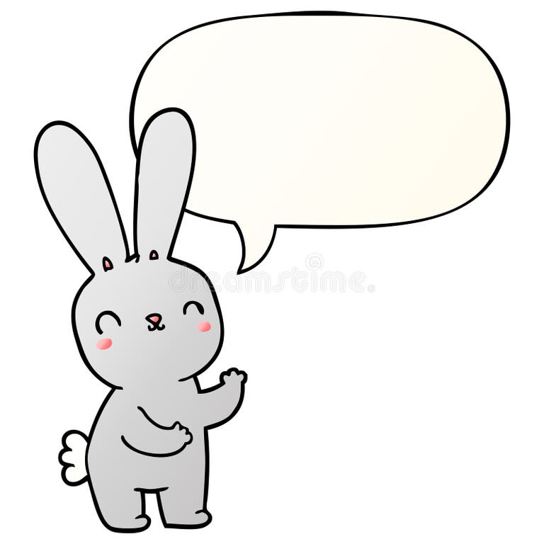 A Creative Cute Cartoon Rabbit and Speech Bubble in Smooth Gradient ...