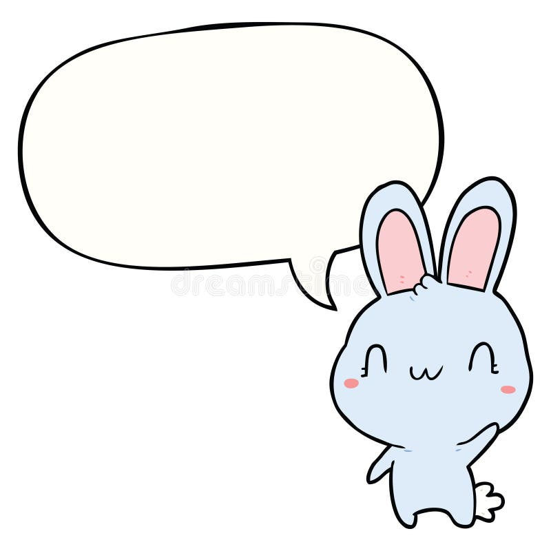 A Creative Cute Cartoon Rabbit Waving and Speech Bubble Stock Vector ...