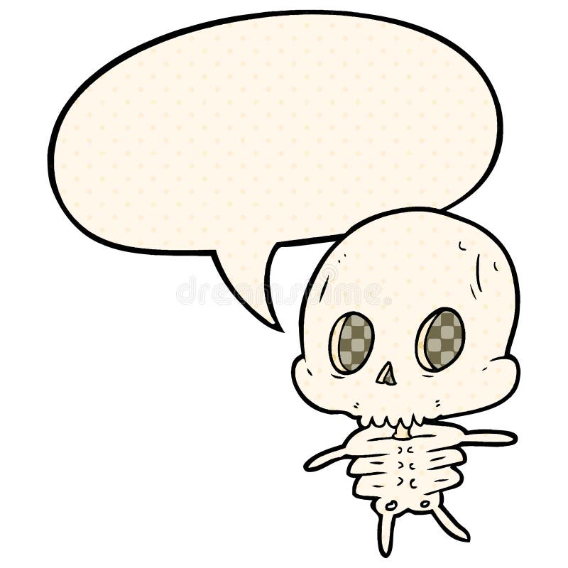 A Creative Cute Cartoon Skeleton and Speech Bubble in Comic Book Style ...