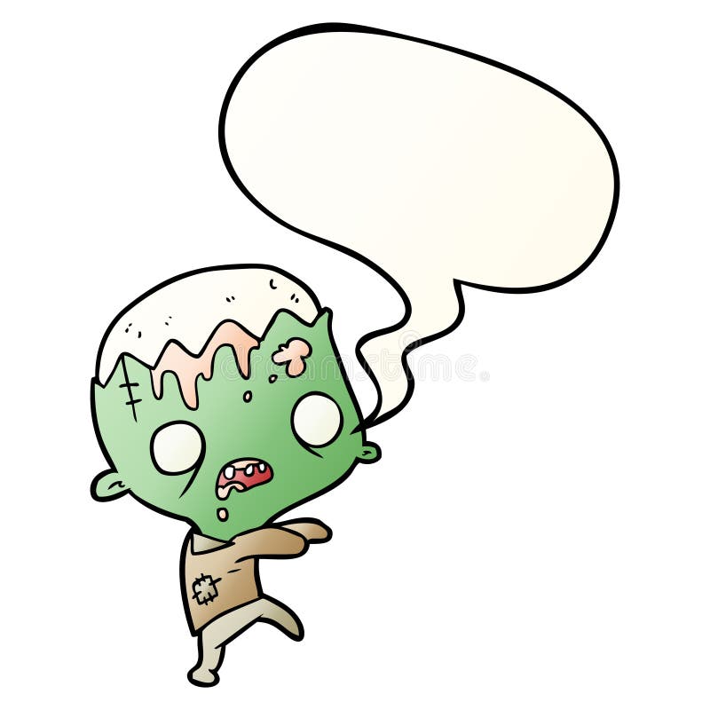 A Creative Cute Cartoon Zombie and Speech Bubble in Smooth Gradient ...