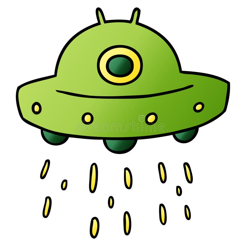 A Creative Gradient Cartoon Doodle of an Alien Ship Stock Vector ...