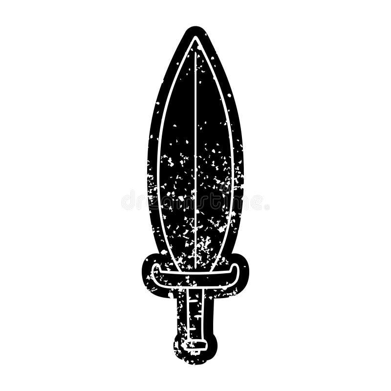 A Creative Grunge Icon Drawing of a Magic Leaf Knife Stock Vector ...