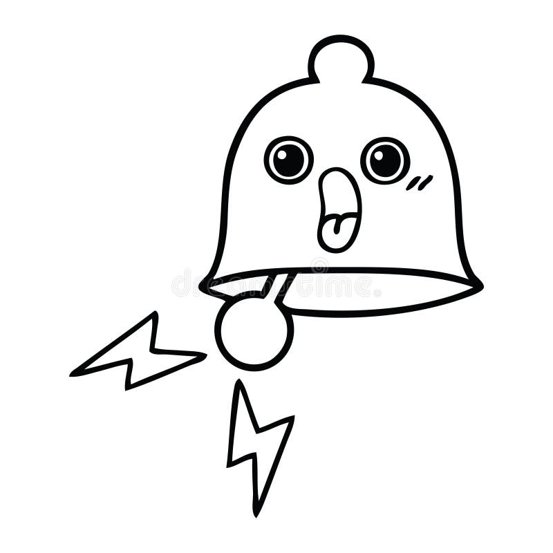 A Creative Line Drawing Cartoon Ringing Bell Stock Vector ...