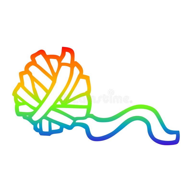 A Creative Rainbow Gradient Line Drawing Cartoon Ball of String Stock ...