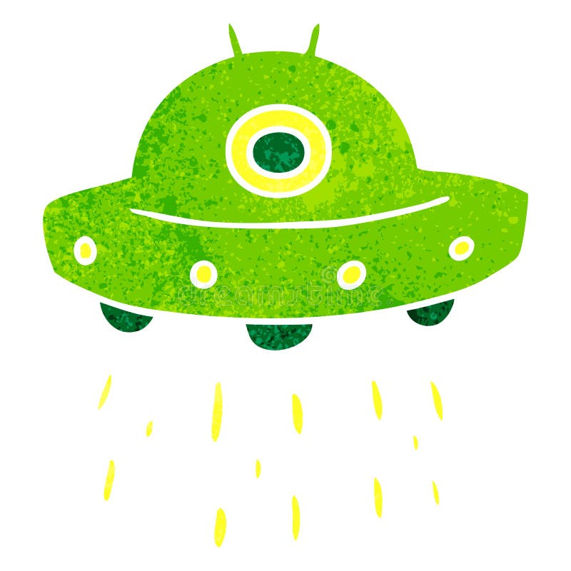 Cartoon Alien Ship Scifi Science Fiction Spaceship Free Hand Drawn ...