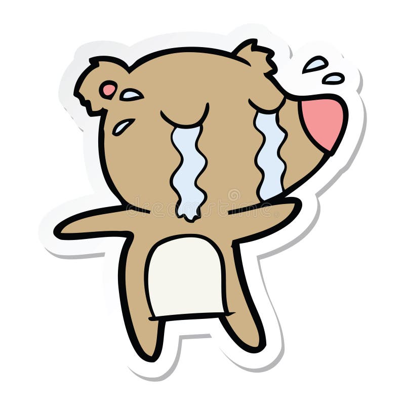 A Creative Sticker of a Cartoon Crying Bear Stock Vector - Illustration ...