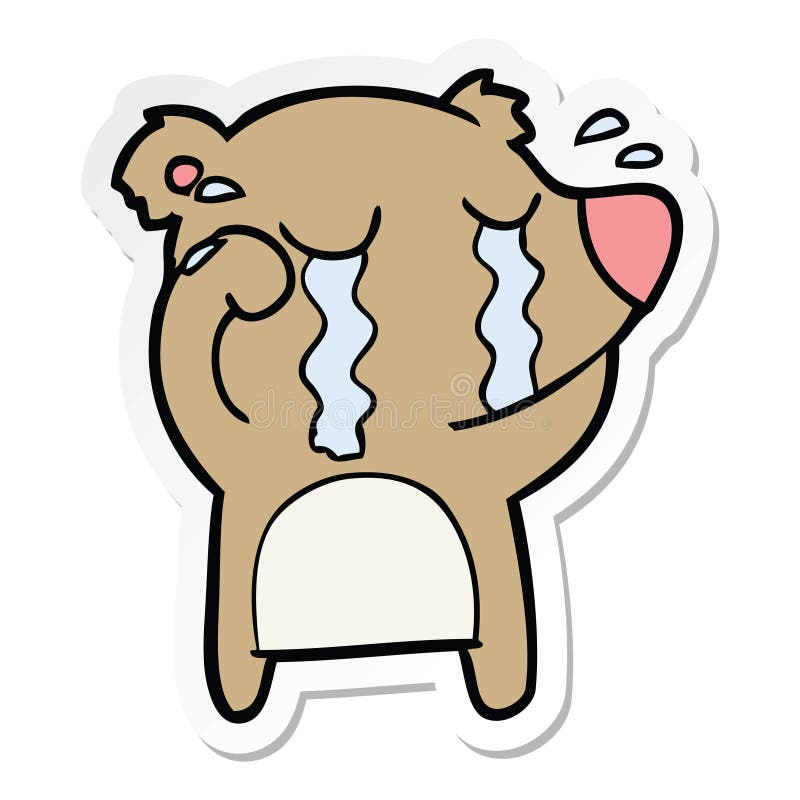 A Creative Sticker of a Cartoon Crying Bear Stock Vector - Illustration ...