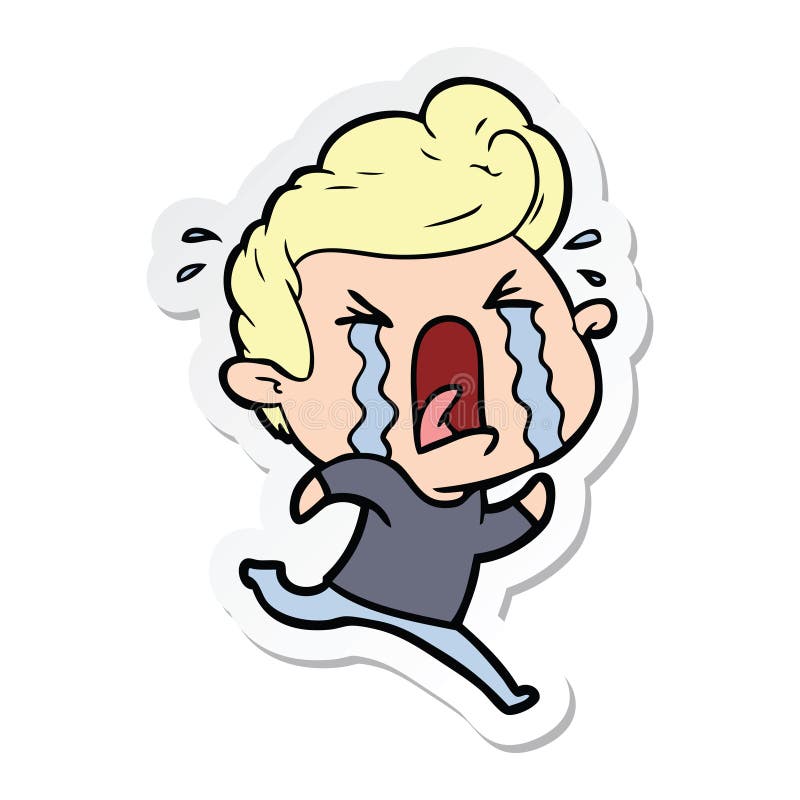 A Creative Sticker of a Cartoon Crying Man Stock Vector - Illustration ...