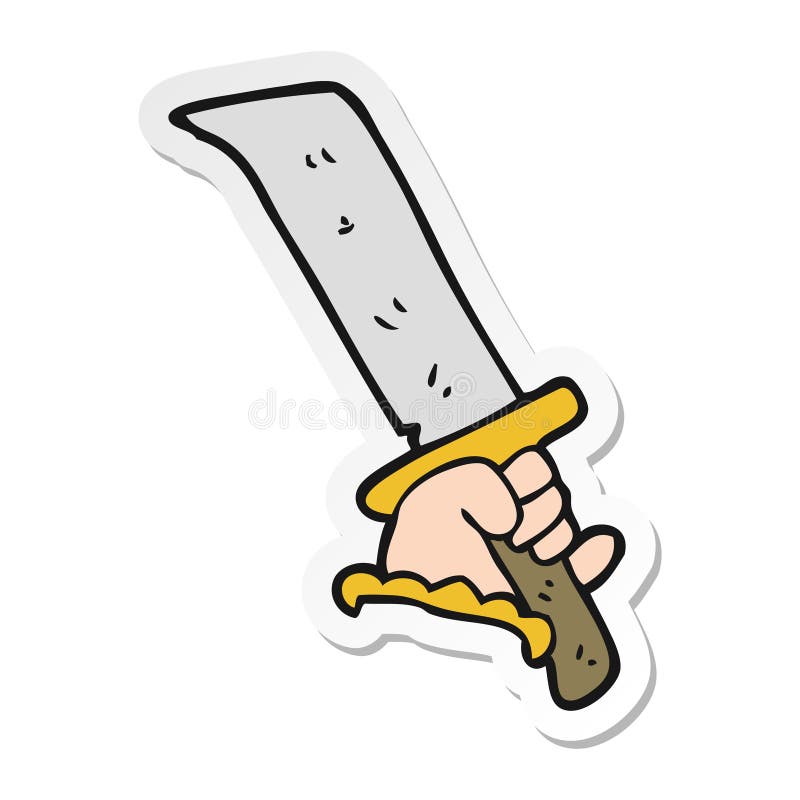 A Creative Sticker of a Cartoon Hand with Sword Stock Vector ...
