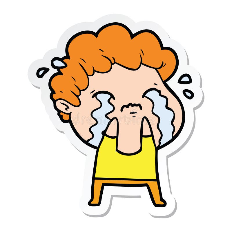 A Creative Sticker of a Cartoon Man Crying Stock Vector - Illustration ...