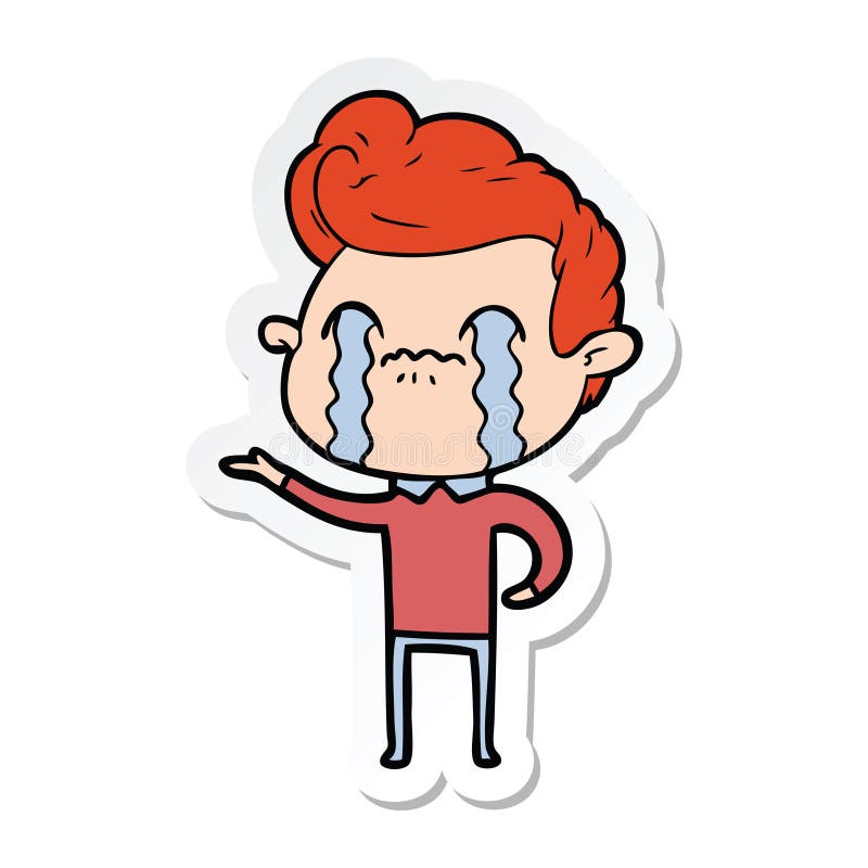A Creative Sticker of a Cartoon Man Crying Stock Vector - Illustration ...