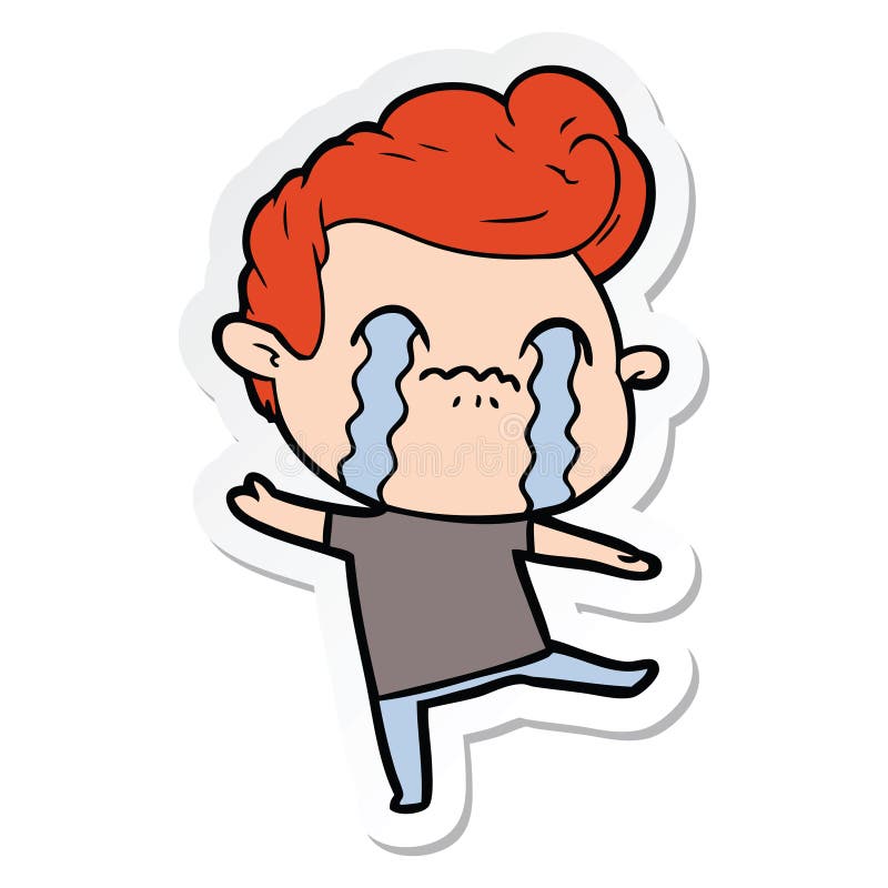 A Creative Sticker of a Cartoon Man Crying Stock Vector - Illustration ...