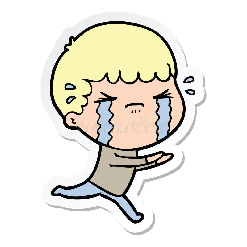 A Creative Sticker of a Cartoon Man Crying Stock Vector - Illustration ...