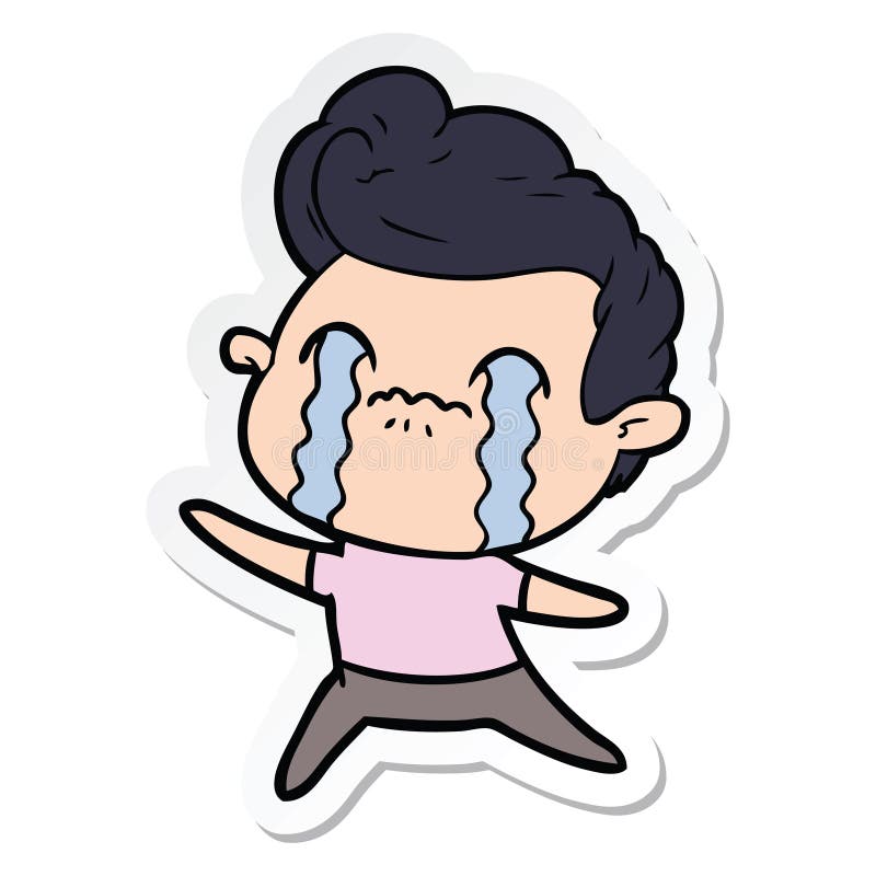 A Creative Sticker of a Cartoon Man Crying Stock Vector - Illustration ...