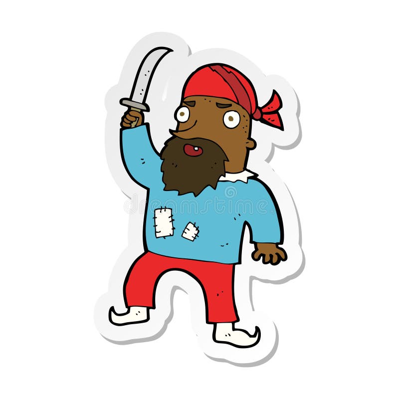 Sticker Pirate Sword Man Male Beard Crew Cartoon Character Cute Hand ...