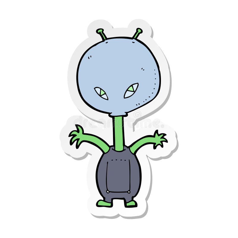Sticker Space Alien Monster Creature Spaceman Cartoon Character ...