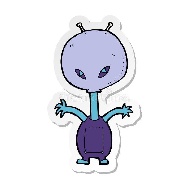 Sticker Space Alien Monster Creature Spaceman Cartoon Character ...