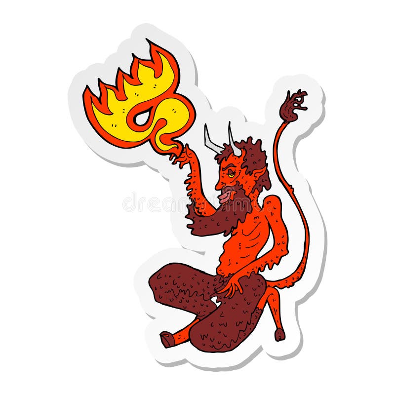 A Creative Sticker of a Cartoon Traditional Devil Stock Vector ...