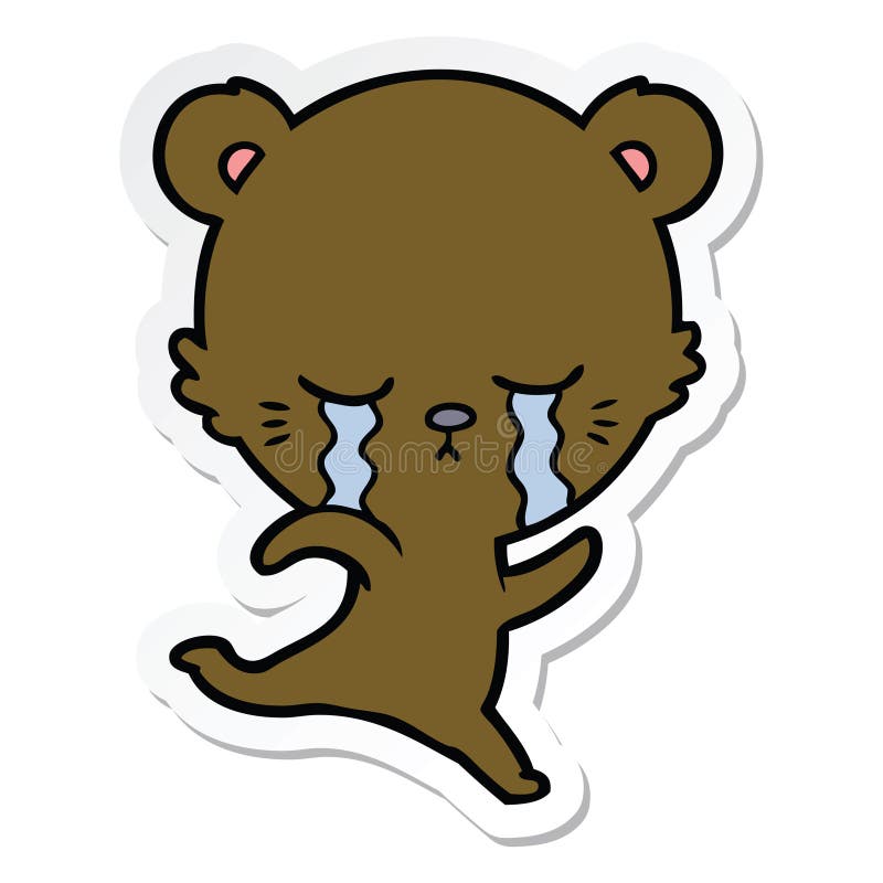 A Creative Sticker of a Crying Cartoon Bear Stock Vector - Illustration ...