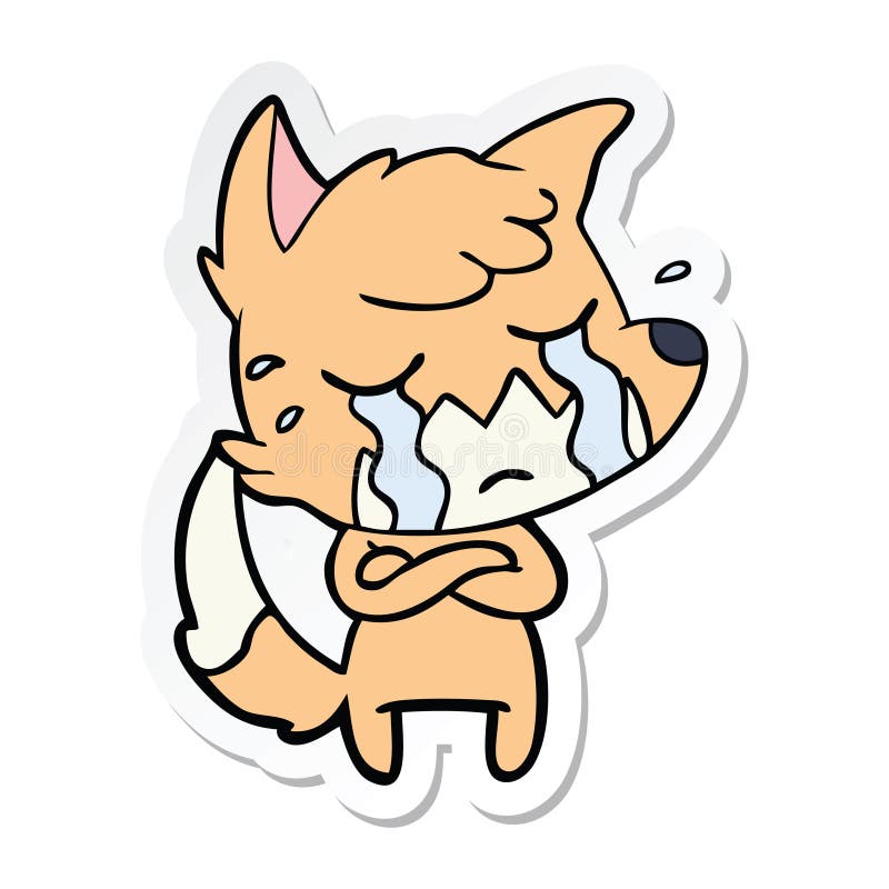 A Creative Sticker of a Crying Fox Cartoon Stock Vector - Illustration ...
