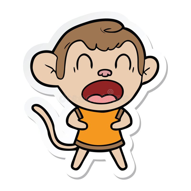 A Creative Sticker of a Shouting Cartoon Monkey Stock Vector ...