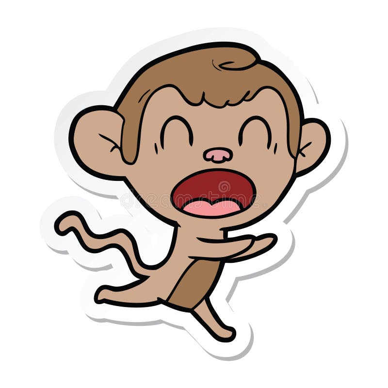 A Creative Sticker of a Shouting Cartoon Monkey Stock Vector ...