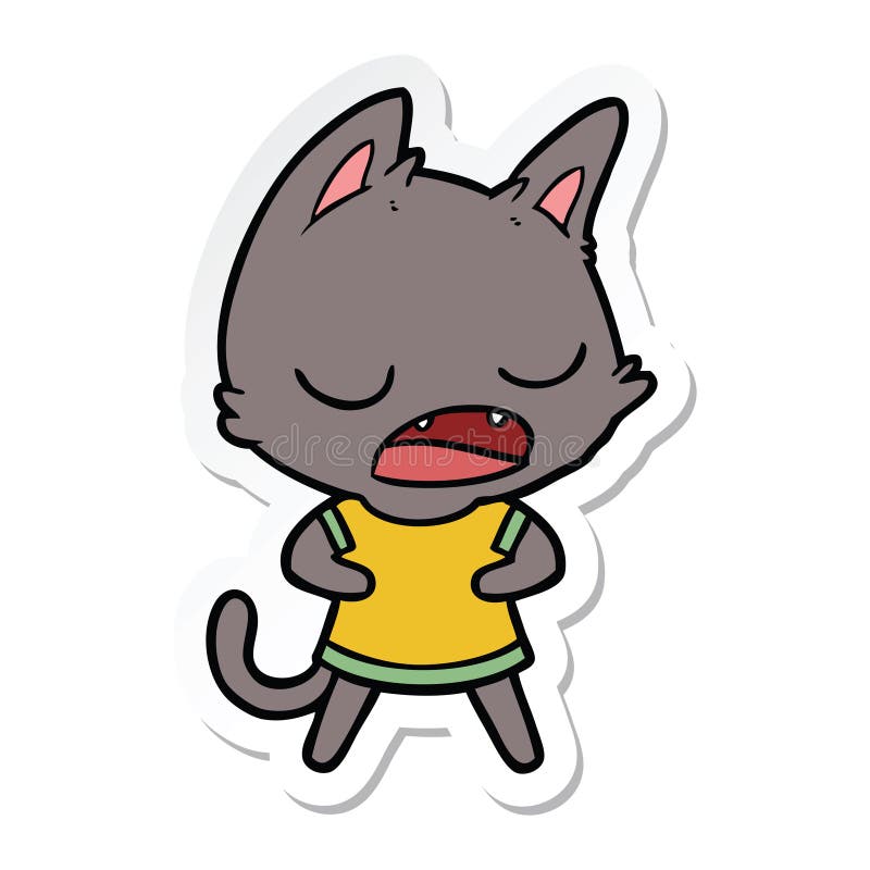 A Creative Sticker of a Talking Cat Cartoon Stock Vector - Illustration ...