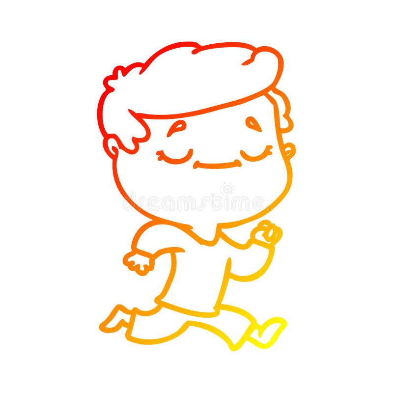A Creative Warm Gradient Line Drawing Cartoon Peaceful Man Running ...