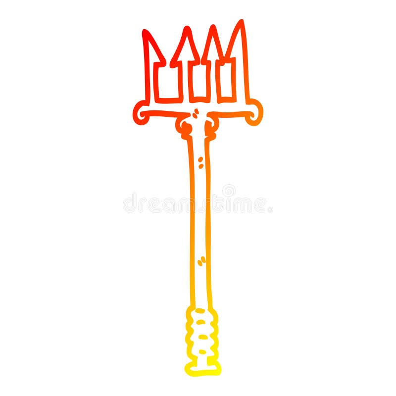 A Creative Warm Gradient Line Drawing Cartoon Pitchfork Stock Vector ...