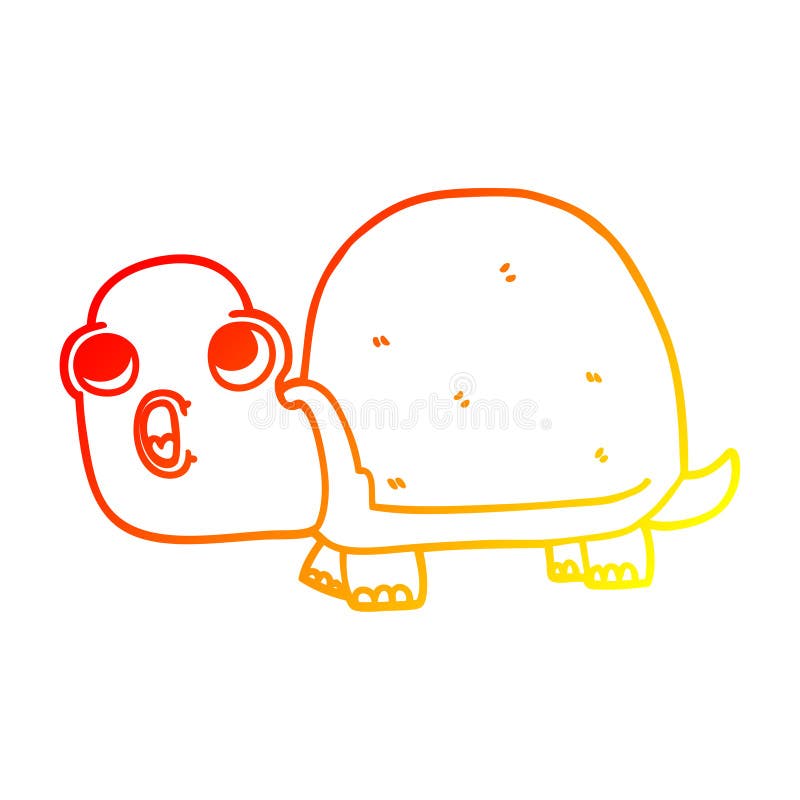 Shocked Expression Turtle Animal Cartoon Warm Line Gradient Spectrum ...