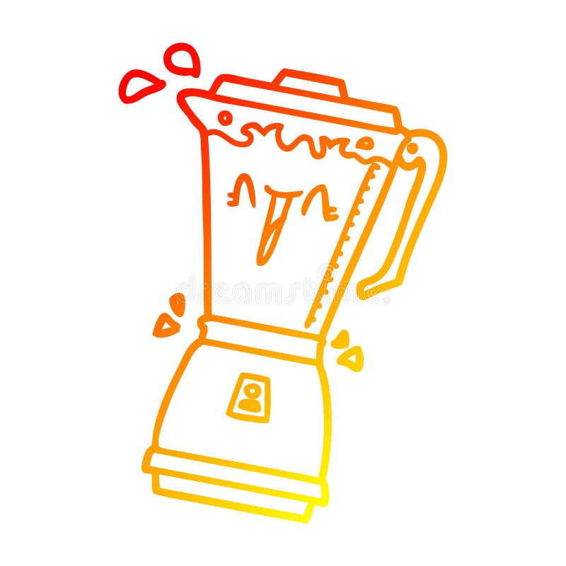 A Creative Warm Gradient Line Drawing Whirring Cartoon Food Processor ...